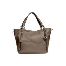 Lia Biassoni Leder-Schultertasche "Alserio" in Beige - (B)42 x (H)26 x (T)14 cm - 76% | Damen-taschen