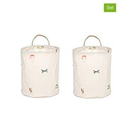 OYOY mini 2er-Set: Aufbewahrungsk&ouml;rbe "Moira" in Creme - (H)22 x &Oslash; 18 - 33% | Kisten-koerbe