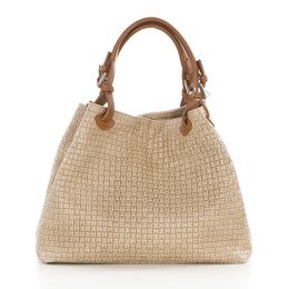 Lucca Baldi Leder-Henkeltasche "Fosdinovo" in Beige - (B)45 x (H)37 x (T)15 cm - 78% | Damen-taschen