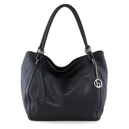 Lia Biassoni Leder-Schultertasche "Merula" in Schwarz - (B)32 x (H)28 x (T)14 cm - 78% | Damen-taschen