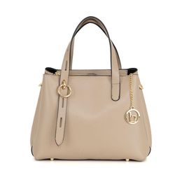 Lia Biassoni Leder-Henkeltasche "Verney" in Taupe - (B)28 x (H)21 x (T)12 cm - 74% | Damen-taschen