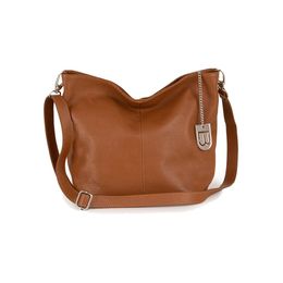 Lucca Baldi Leder-Schultertasche "Trapani" in Camel - (B)33 x (H)25 x (T)14 cm - 73% | Damen-taschen