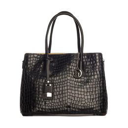 Lia Biassoni Leder-Schultertasche "Allia" in Schwarz - (B)40 x (H)33 x (T)16 cm - 75% | Damen-taschen