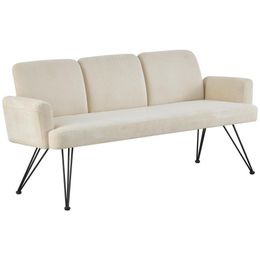 Stylife Sitzbank, Creme, Schwarz, Metall, Textil, 3-Sitzer, 178x82x61 cm, Esszimmer, B&auml;nke, Sitzb&auml;nke