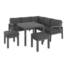 Ambia Garden Loungegarnitur, Anthrazit, Schwarz, Keramik, 4-teilig, F&uuml;llung: Schaumstoff,Polyester, 193 cm, Loungem&ouml;bel, Gartenlounge-Sets