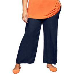 sheego Damen Schlupfhose mit weitem Bein marine Gr&ouml;&szlig;e 52