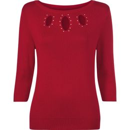 CR&Eacute;ATION L Damen Feinstrickpullover mit Cut-outs rot Gr&ouml;&szlig;e 36
