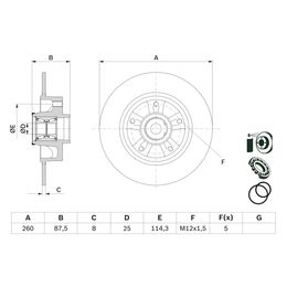 Bosch Bremsscheibe 0986479e79 voll 260mm 8mm f&uuml;r RENAULT