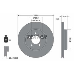 TEXTAR Bremsscheibe PRO+ 92106905 vorne rechts links bel&uuml;ftet 325mm f&uuml;r BMW 6864047 6855156 34101166071