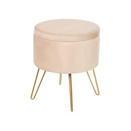 Beliani Pouf SILAS in Beige/Gold - (W) 42 x (H) 44 x (L) 42 cm | Gr.: onesize
