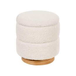 Beliani Pouf OGDEN in Wei&szlig;/Braun - (W) 35 x (H) 38 x (L) 35 cm | Gr.: onesize