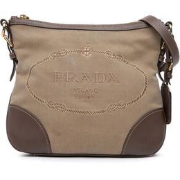 Prada Hobo Bags - Canvas Canapa Logo Crossbody - Gr. unisize - in Braun - f&uuml;r Damen