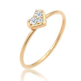Elli Ringe - Ring Herz Trio Diamant (0.075 ct.)Romantik 585 Gel - Gr. 52 MM - in Gold - f&uuml;r Damen