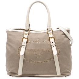 Prada Hobo Bags - Canvas Canapa Logo Satchel - Gr. unisize - in Braun - f&uuml;r Damen