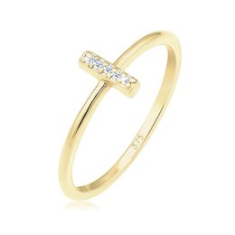 Elli Ringe - Ring Kreuz Symbol Geo Diamant (0.025 ct.) 375 Gelb - Gr. 52 MM - in Gold - f&uuml;r Damen