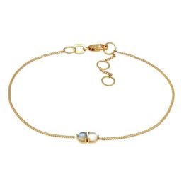 Elli Armb&auml;nder - Armband Mondstein Labradorit Rund Basic 375 Gelbgo - Gr. 16 CM - in Gold - f&uuml;r Damen