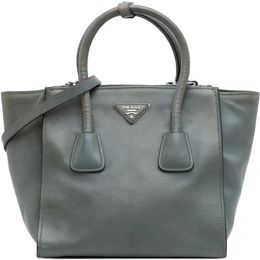 Prada Hobo Bags - Glace Calf Twin Pocket Satchel - Gr. unisize - in Grau - f&uuml;r Damen