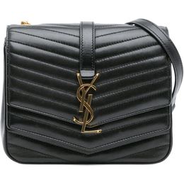 SAINT LAURENT Hobo Bags - Small Chevron Lambskin Monogram Sulpice Bag - Gr. unisize - in Schwarz - f&uuml;r Damen