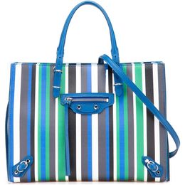 Balenciaga Hobo Bags - Mini Leather Striped Papier A6 Zip Around Satchel - Gr. unisize - in Blau - f&uuml;r Damen