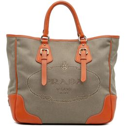 Prada Hobo Bags - Canvas Canapa Logo Convertible Tote - Gr. unisize - in Braun - f&uuml;r Damen