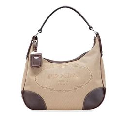 Prada Hobo Bags - Canvas Canapa Logo Hobo - Gr. unisize - in Braun - f&uuml;r Damen