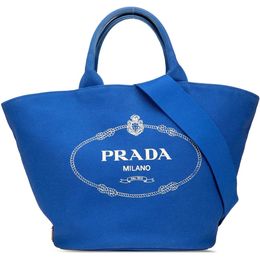 Prada Hobo Bags - Medium Canvas Canapa Logo Convertible Shopping Tot - Gr. unisize - in Blau - f&uuml;r Damen