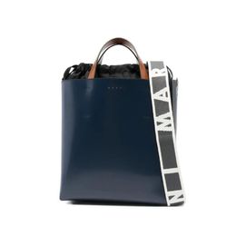 Marni Shopper & Totes - Two-Tone Calf Leather Structured Tote Bag - Gr. unisize - in Blau - f&uuml;r Damen