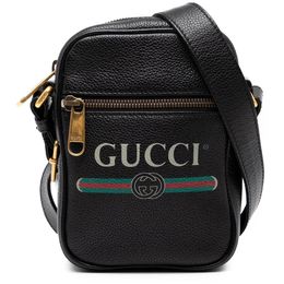 Gucci Hobo Bags - Mini Grained Calfskin Logo Crossbody - Gr. unisize - in Schwarz - f&uuml;r Damen