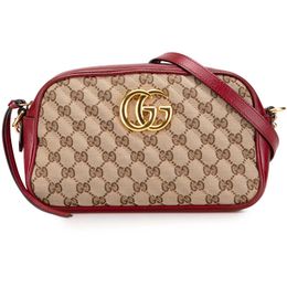 Gucci Hobo Bags - Small GG Marmont Matelasse GG Canvas and Leather C - Gr. unisize - in Braun - f&uuml;r Damen