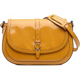 Gucci Hobo Bags - MicroGuccissima Patent Stirrup Crossbody - Gr. unisize - in Gelb - f&uuml;r Damen