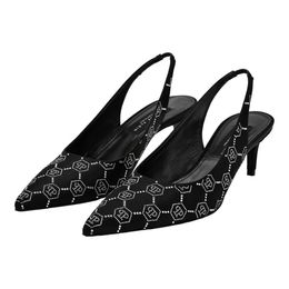 Philipp Plein Hohe Schuhe - Slingpumps Monogram Mit Schmucksteinen - Gr. 39 (EU) - in Schwarz - f&uuml;r Damen