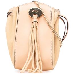 Chlo&eacute; Chlo&eacute; Hobo Bags - Mini Leather and Suede Sac Fringe Crossbody - Gr. unisize - in Braun - f&uuml;r Damen