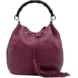 Gucci Hobo Bags - Pebbled Calfskin Miss Bamboo Bucket Bag - Gr. unisize - in Orange - f&uuml;r Damen