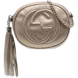 Gucci Hobo Bags - Mini Metallic Pebbled Calfskin Soho Chain Crossbod - Gr. unisize - in Gold - f&uuml;r Damen