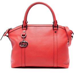 Gucci Hobo Bags - Leather GG Charm Dome Satchel - Gr. unisize - in Rot - f&uuml;r Damen