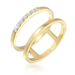 Elli Ringe - Ring Verlobungsring Doppelring Topas Stein 375 Gel - Gr. 52 MM - in Gold - f&uuml;r Damen