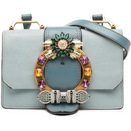 Miu Miu Hobo Bags - Goatskin Madras Soft Calf Crystal Embellished Cros - Gr. unisize - in Blau - f&uuml;r Damen