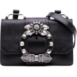 Miu Miu Hobo Bags - Goatskin Madras Soft Calf Crystal Embellished Cros - Gr. unisize - in Schwarz - f&uuml;r Damen