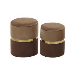 Beliani 2er-Set Pouf WICHITA in Braun/Gold | Gr.: onesize