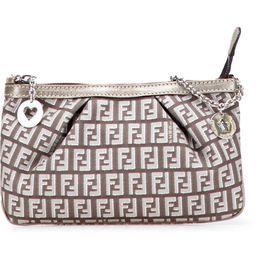 Fendi Hobo Bags - Zucchino Canvas Chain Pochette - Gr. unisize - in Braun - f&uuml;r Damen