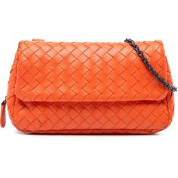 Bottega Veneta Hobo Bags - Mini Nappa Intrecciato Expandable Chain Flap Cross - Gr. unisize - in Orange - f&uuml;r Damen