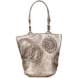 Bottega Veneta Hobo Bags - Small Metallic Intrecciato Trimmed Cervo Bucket Ba - Gr. unisize - in Gold - f&uuml;r Damen
