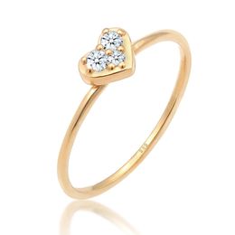 Elli Ringe - Ring Herz Trio Diamant (0.075 ct.)Romantik 585 Gel - Gr. 54 MM - in Gold - f&uuml;r Damen