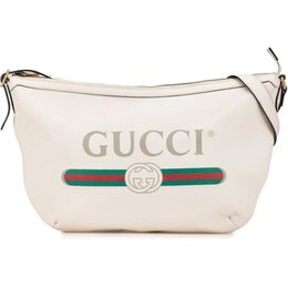 Gucci Hobo Bags - Leather Logo Half Moon Crossbody - Gr. unisize - in Wei&szlig; - f&uuml;r Damen