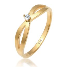 Elli Ringe - Ring Verlobung Vintage Diamant (0.03 ct.) 585 Gelb - Gr. 52 MM - in Gold - f&uuml;r Damen