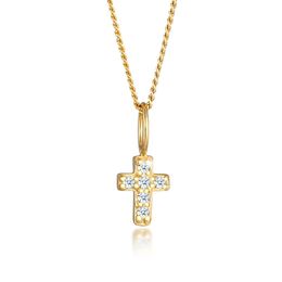 Elli Halsketten - Halskette Kreuz Religion Diamanten (0.03 ct.) 585 - Gr. unisize - in Gold - f&uuml;r Damen