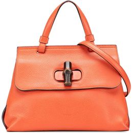 Gucci Hobo Bags - Small Leather Bamboo Daily Satchel - Gr. unisize - in Orange - f&uuml;r Damen