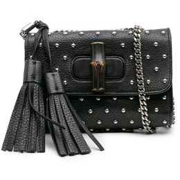 Gucci Hobo Bags - Small Leather Studded Miss Bamboo Crossbody - Gr. unisize - in Schwarz - f&uuml;r Damen