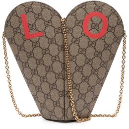 Gucci Hobo Bags - Valentines Day GG Supreme Love Heart Bag - Gr. unisize - in Braun - f&uuml;r Damen