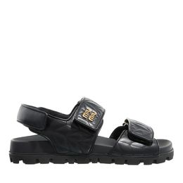 Miu Miu Low-Top Sneaker - Quilted Leather Sandals - Gr. 37 (EU) - in Schwarz - f&uuml;r Damen